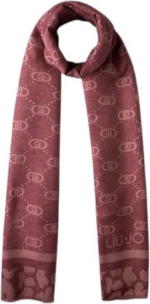 Liu Jo Femme, Accessoires, Rouge, Taille: ONE Size Écharpe Monogramme Jacquard à Franges