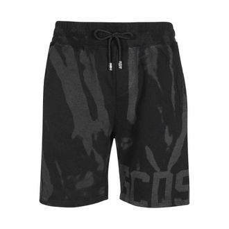 GCDS Logo Print Baumwoll Bermuda Shorts - - Shorts - Herren - Schwarzk - XS