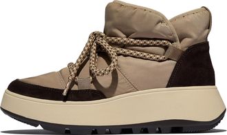 FitFlop F-Mode Damen-Stiefelette mit resistentem Biofleece-Netzgewebe, Flatform-Stiefelette, Taupe, Größe 37, taupe, 37.5 EU