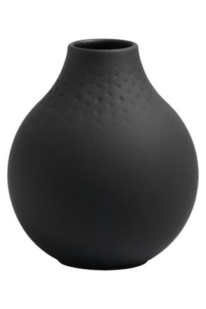 Villeroy & Boch Vase Manufacture Collier, Schwarz, Keramik, bauchig, 12 cm, zum Stellen, Dekoration, Vasen, Keramikvasen