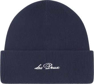 Les Deux Homme, Accessoires, Bleu, Taille: ONE Size Wayne Embroidered Beanie