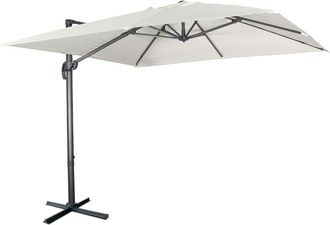 Sweeek Parasol d&eacute;port&eacute; carr&eacute; 3x3m haut de gamme - Falgos - ecru- Parasol excentr&eacute; inclinable. rabattable et rotatif &agrave; 360&deg;