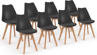 IDMarket Idmarket - Lot de 8 chaises scandinaves sara noires pour salle à manger