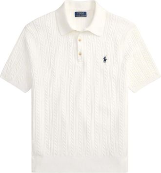 Polo Ralph Lauren Homme, Tops, Blanc, Taille: S Polo en maille torsad&eacute;e