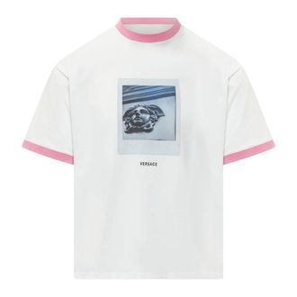 Versace Bedrucktes Baumwoll-Jersey-T-Shirt - - Tops - Damen - Wei&szlig; - S