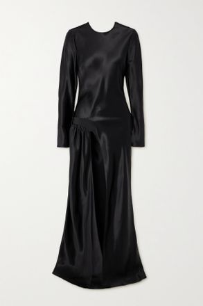 CHRISTOPHER ESBER Palladium Robe Aus Satin Mit Freier R&uuml;ckenpartie - Schwarz