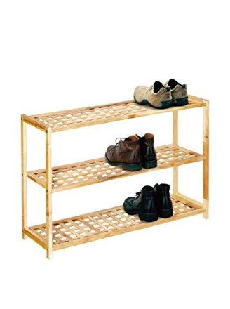 Premier Housewares 2402559 Schuhregal, Walnuasholz, 2, 3-oder 4-st&ouml;ckig 3 Ablagef&auml;cher Natur, 26x79x55