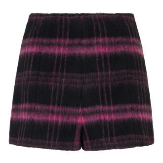 Red Valentino Schwarze kurze Hosen mit Karomuster und hoher Taille. - - Shorts - Damen - Schwarzk - 2XS