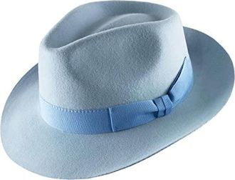 Classic Italy Chapeau Fedora Feutre Homme ou Femme Biagio - Taille 58 cm - Bleu-Clair
