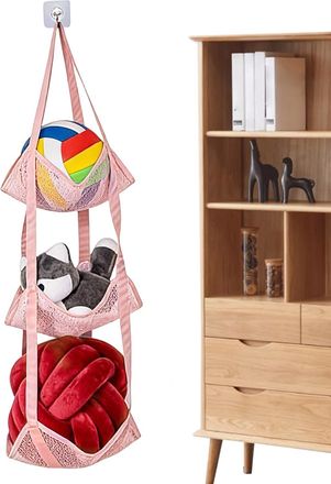 Generic Aufbewahrung,Vertikaler Mehrschichtiger Netz Halter - Ballregal Garage Sportger&auml;te Organizer,f&uuml;r Fu&szlig;ball Volleyball Pl&uuml;schpuppen Stofftiere Zuhause Wo