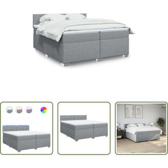 vidaXL Matratze - Boxspringbett mit Matratze Hellgrau 200x200 cm Stoff