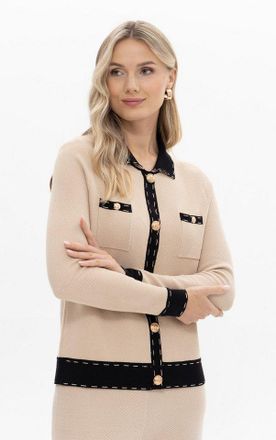 Passioni Cardigan mit Kontrastn&auml;hten mit Druckkn&ouml;pfen