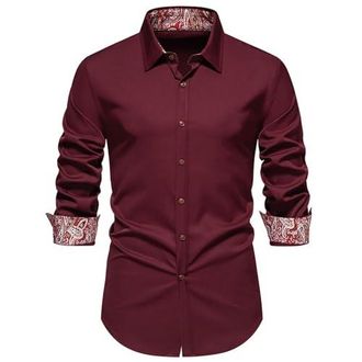Generic Chemise d&eacute;contract&eacute;e &agrave; manches longues pour homme, rouge, XXL
