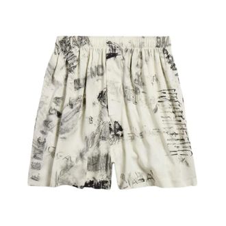 Balenciaga Bermuda aus Viskose mit Print - - Shorts - Herren - Beige - S