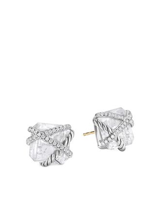 David Yurman Cable Wrap Sterlingsilber-Ohrstecker mit Diamant 12mm - Wei&szlig;