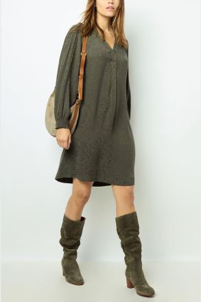 Gerard Darel Robe droite et courte en jacquard - SOLENE - Vert Kaki