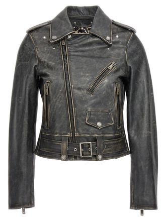 Golden Goose Womens Black Cowhide Leather Jacket Clothing