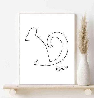 Generic Wandkunst-Dekoration, Picasso gezeichnete Linien, Zeichnung, Leinwand, Poster, ungerahmt, Gr&ouml;&szlig;e 20 x 30 cm (Picasso-Maus-Linien-Kunstdruck, Picasso-Ti