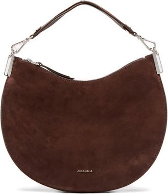 Coccinelle sac port&eacute; &eacute;paule m&eacute;dium en daim Sunup - Marron