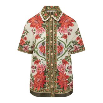 Farm Rio Farm Rio, Femme, Blouses et Chemises, Multicolore, Taille: 40 FR Lightweight Short-Sleeve Shirt