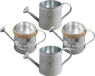 Lioobo Vintage Eisen Eimer 4 St&uuml;ck mit Griff Dekorative Pflanzk&uuml;bel f&uuml;r Balkon und Innenbereich Tragbare Blumenvase im Retro Stil