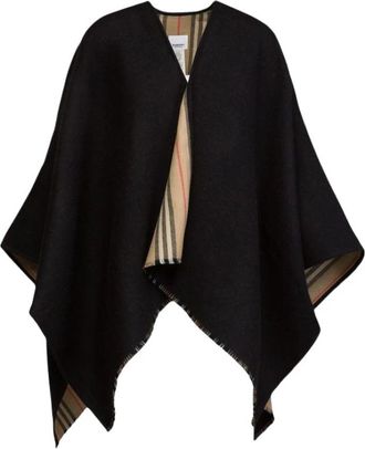Burberry Wendbarer Wollumhang mit Icon Stripe - - Accessories - Damen - Schwarzk - ONE SIZE