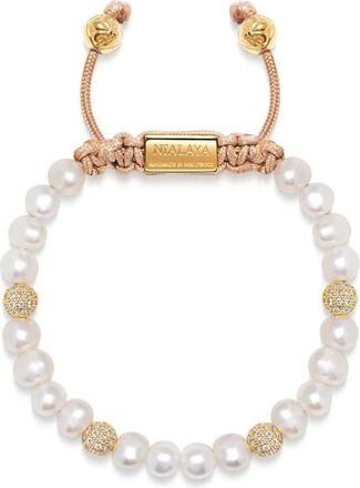 Nialaya Femme, Accessoires, Jaune, Taille: XS Womens Beaded Bracelet with Pearl and Gold