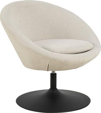 AC Design Furniture Colin Loungestuhl, Apia Stoff beige, Trompete Gestell matt schwarz rau pulverbeschichtet Stahl mit drehfunktion und Reissverschluss, 82x72x81 cm
