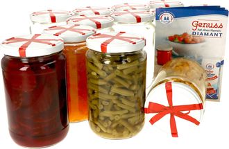 MamboCat 12er Set Einmachglas 720 ml I Rundgläser Einkochgläser mit Schraubdeckel I Twist Off to 82 I Aufbewahrungsgläser mit Deckel mit Schleifen-Dekor I inkl