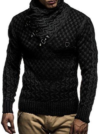 LEIF NELSON Pull en tricot pour homme, avec col châle, pour hiver, coupe droite, convient aux looks décontractés et professionnels, disponible en plusieurs taille
