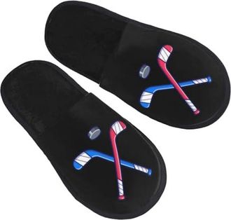 Generic Pantoufles En Coton Logo De Hockey Lavables Slippers Confortable Pantoufles Pour Voyage Automne De Camping M