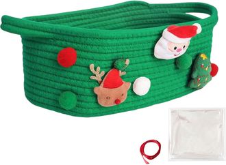 Generic Aufbewahrungskorb Aus Baumwollseil - Dekorativer Gewebter Organizer Mit Griffen, Vielseitiger Weihnachtsseilkorb F&uuml;r Zuhause, B&uuml;ro, Schrank, Schlafzim