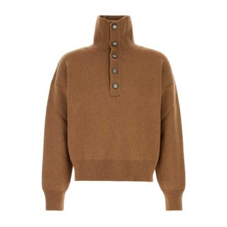 Ami Wollpullover mit hohem Knopfkragen - - Knitwear - Herren - Braun - XL