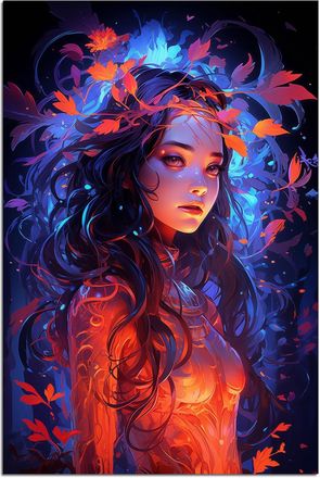 Wallario selbstklebendes Poster - Magische Herbstgöttin, Aufkleber in Premiumqualität, Klebefolie Größe: 100 x 150 cm XXL-Poster