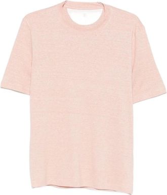Brunello Cucinelli Homme, Tops, Rose, Taille: M T-shirt en m&eacute;lange de lin