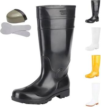 Generic Wellington Bottes en caoutchouc à enfiler pour homme - Confortables - Imperméables - Avec PVC antidérapant - Pour la randonnée, la marche en plein air