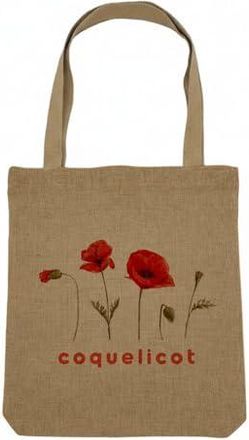 Fabulous Sac Shopping Tote Bag Aspect Lin - Coquelicot Fleurs Aquarelle Chic Jardin Amour - Sac de Courses Toile Epaisse 360g Beige Naturel Cabas Port&eacute; Epaule 