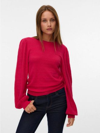 Vero Moda Strickpullover VMLIMONE LS O-NECK PULLOVER BOO mit Lochmuster