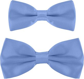 DonDon Vater-Sohn Fliegen Set im Partnerlook, bereits gebunden und verstellbar - Himmelblau