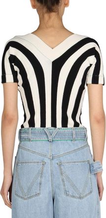 Bottega Veneta Striped V-Neck Shirt - Black