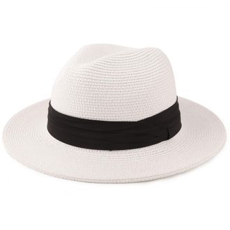 Dreshow Damen Panama Hut Fedora Strand Sonnenhut Breiter Rand Stroh Aufrollen Hut UPF 50+