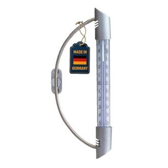 TFA Dostmann Analoges Fensterthermometer ORBIS mit Edelstahlhalter, 14.6015, wetterfest, Au&szlig;entemperatur messen, silber
