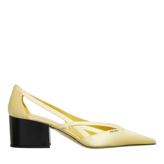 Prada Hohe Schuhe - Satin Pumps With Cut Out - Gr. 38 (EU) - in Gelb - für Damen
