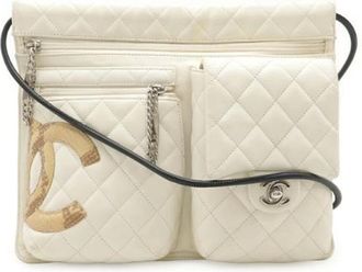 Chanel Sac port&eacute; &eacute;paule Pre-owned Cambon Line Soft Calf - Femme - Pre-owned - Beige - Taille: ONE Size