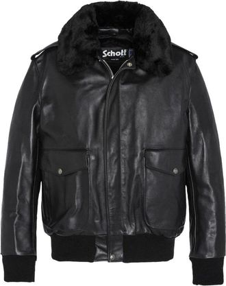 Schott NYC Blouson daviateur en cuir A-2 184Sm - Homme - Vestes - Noir - Taille: XS
