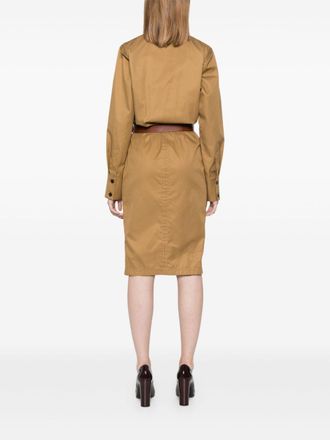 Saint Laurent Belted Cotton Twill Dress - Camel