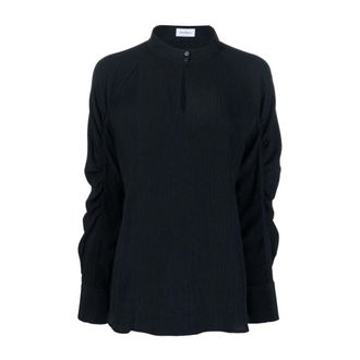 Ferragamo L&auml;ssiges blaues Langarm Seidenhemd - - Blouses & Shirts - Damen - Blau - M