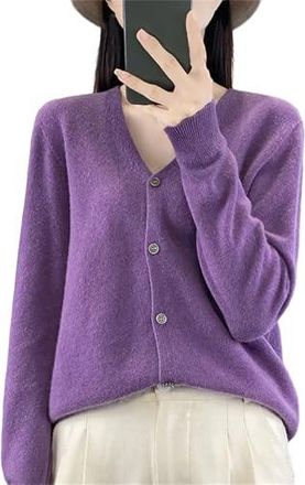 Generic Pull en laine m&eacute;rinos pour femme 100 % tricot col en V Version cor&eacute;enne polyvalente Hiver Cachemire, Wq015 Zi, XS