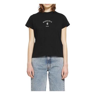 Maison Margiela Femme, Tops, Noir, Taille: 38 FR Signature Jersey T-Shirt