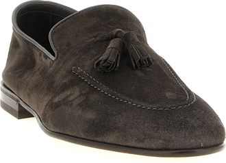 Brunello Cucinelli Suede Penny Loafer with Tassel Loafer - Charcoal
